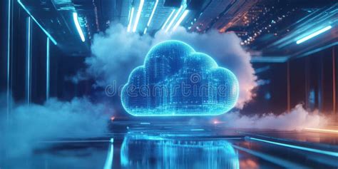 A Glowing Cloud Structure Floating Within A Futuristic Interior Space
