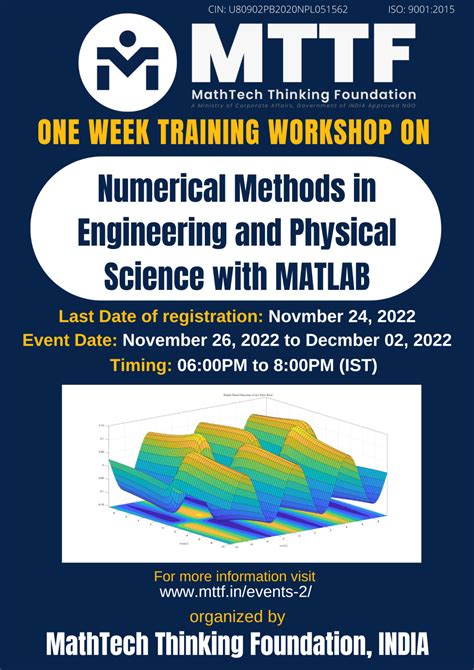 training workshop on numerical methods with matlab mathtech thinking