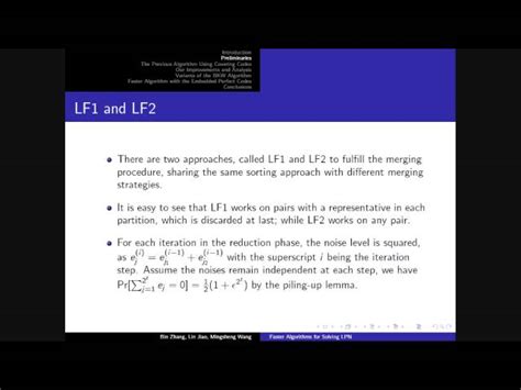 Conference Talks Talk Faster Algorithms For Solving Lpn From Theiacr Class Central
