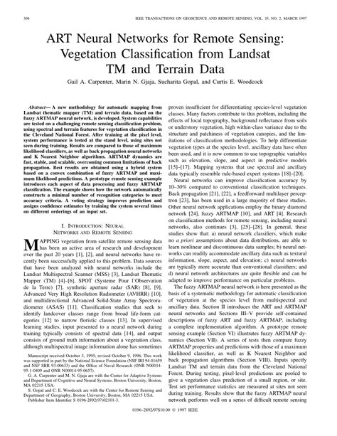 Pdf Art Neural Networks For Remote Sensing Vegetation Classification