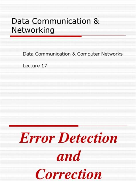 Dcn Lec 17 Pdf Error Detection And Correction Fault Tolerance