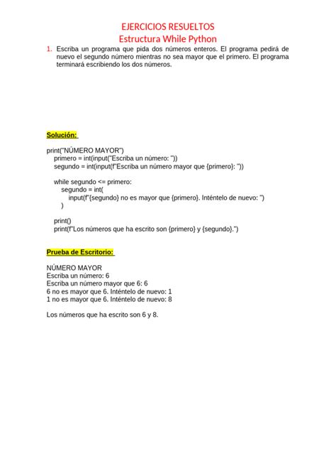 Ejercicios Resueltos While Python Pdf Programación De Computadoras Ingeniería De Software