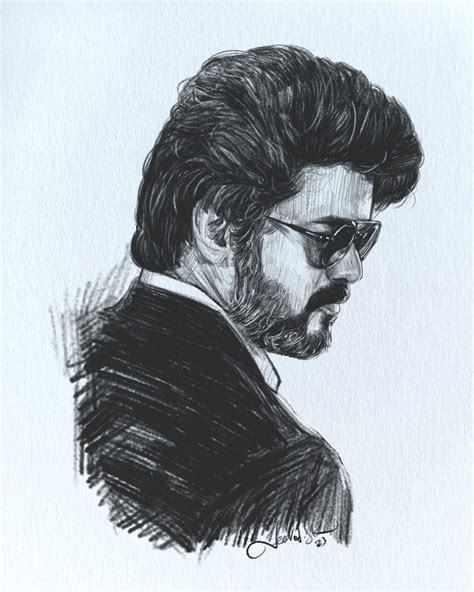 Thalapathy Vijay Pencil Sketch 2023 Naaready Thalapathyvijay Leofilm