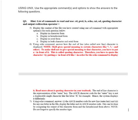Solved Using Unix Use The Appropriate Commands And