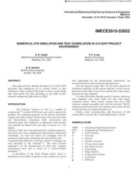 Pdf Numerical Cfd Simulation And Test Correlation In A Flight Project