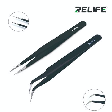 แหนบ สแตนเลสสตีล ป้องกันไฟฟ้าสถิต Tweezer Esd 12 ตรง Esd 15 โค้ง Shopee Thailand