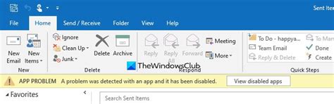 A Problem Was Detected With An App Or Add In Outlook Error
