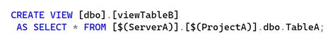 ssdt project with 4 part name variables is showing a difference even though same dacpac is used