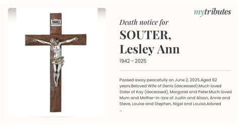 Souter Lesley Ann Death Notices Adelaide My Tributes