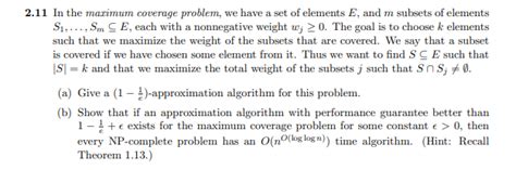 Solved 211 in The Maximum Coverage Problem We Have A Set Solved 211 in The Maximum Coverage Problem We Have A Set