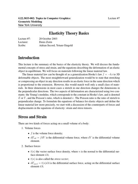 Elasticity Theory Basis Download Free Pdf Elasticity Physics