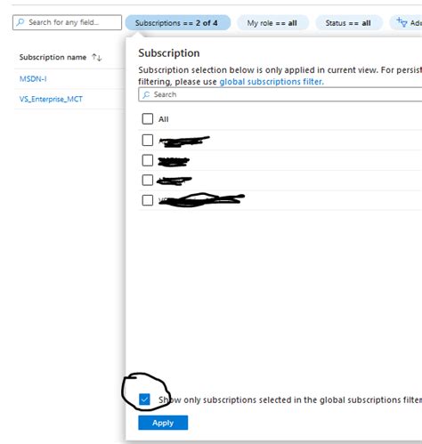 Unable To View My 2nd Subscription Under Subscriptions Microsoft Qanda