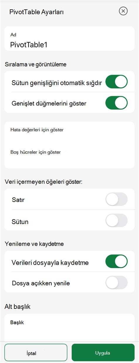 Pivottable Veya Pivotchartı Yeniden Adlandırma Microsoft Desteği