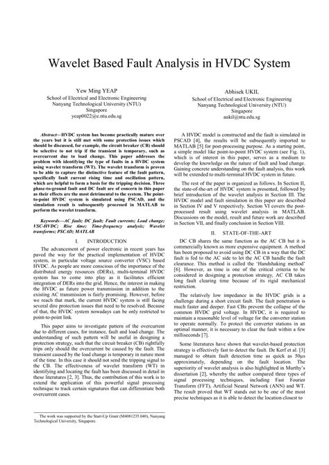Pdf Wavelet Based Fault Analysis In Hvdc System