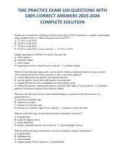 100 Correct Answers For TMC Practice Exam Test Your Course Hero