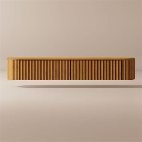 Hernest 47 Natural Floating Console Table With Drawers In Grille Design