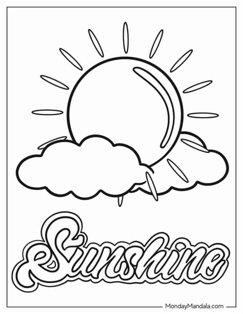 Sun Sunny Coloring Printable Pages Sunshine Day Colouring Template Color Circle Picture Shape
