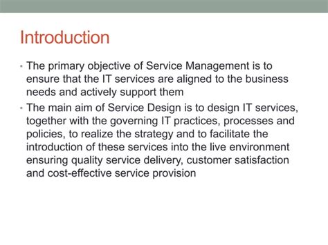 ITIL Service Design PPTX Information Services Industry Industries