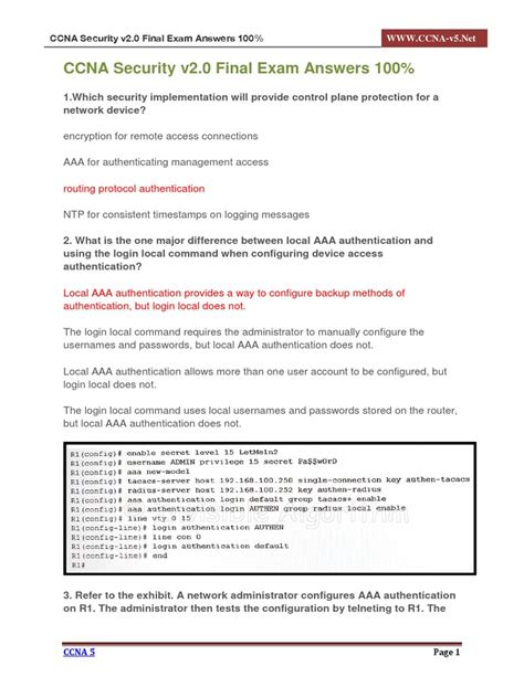 Ccna Security V2 0 Final Exam Answers 100 1 Pdf Pdf Cisco Certifications Firewall Computing
