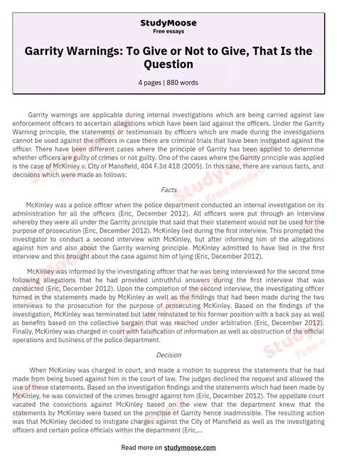 Garrity Warnings To Give Or Not To Give That Is The Question Free