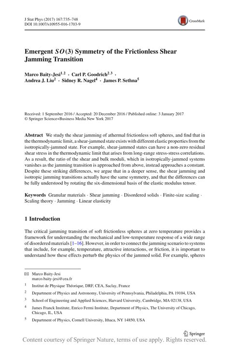 Emergent So 3 Symmetry Of The Frictionless Shear Jamming Transition Request Pdf