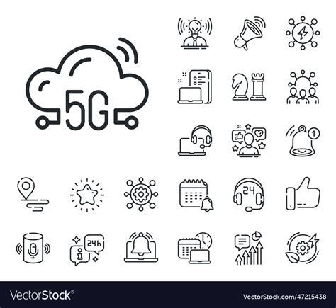 5g Cloud Computing Line Icon Wireless Technology Vector Image