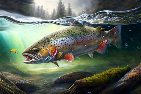 Rainbow Trout Fish Watercolor Painting Digital Print Nature Art