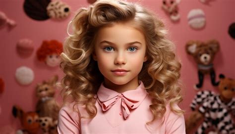 Premium Photo A Cute Blond Girl Smiling Looking At Camera Celebrating