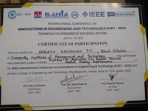 Iciet2023 Ieeeconference Healthtech Sarath Krishnan P V