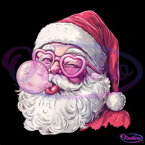 Retro Santa Christmas Blowing Bubble Png Free Download