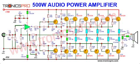 500w Amplifier Using C5200 A1943 Ua741 Op Amp Tronicspro