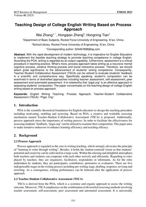 Pdf Teaching Design Of College English Writing Based On Process Approach