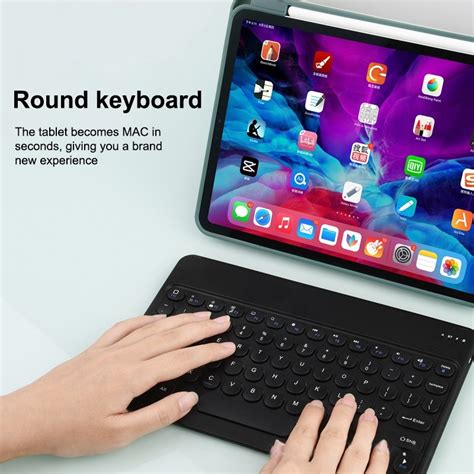 X3 10 Inch Universal Tablet Round Keycap Wireless Bluetooth Keyboard Pink