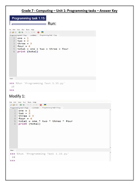 Answer Key Unit1 Programming Tasks Pdf