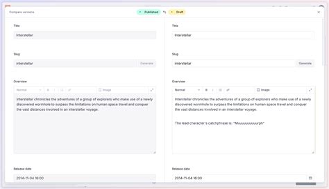 Compare Document Versions Sanity Docs
