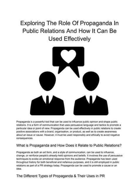 Exploring The Role Of Propaganda In Public Relations And How It Can Be