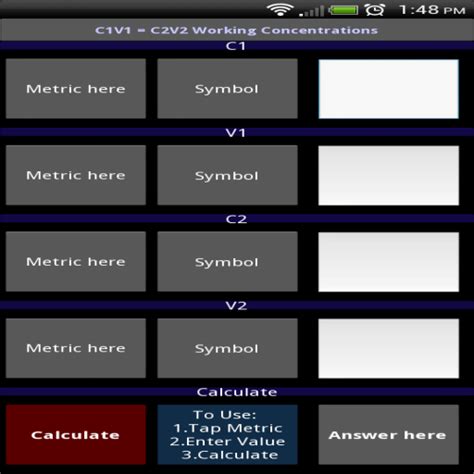 Amazon Com Dilutions Calculator C V C V Working Concentrations Appstore For Android