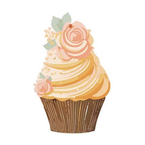 Wedding Cupcake Vector Sticker Clipart Pink Flower Cupcake Drawing