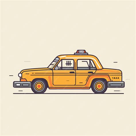 Taxi Plat Vector Illustration Taxi Dessin à La Main Illustration