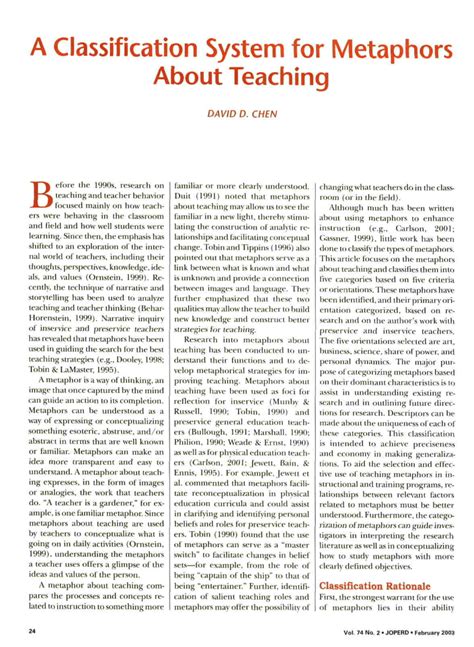 pdf a classification system for metaphors about teaching