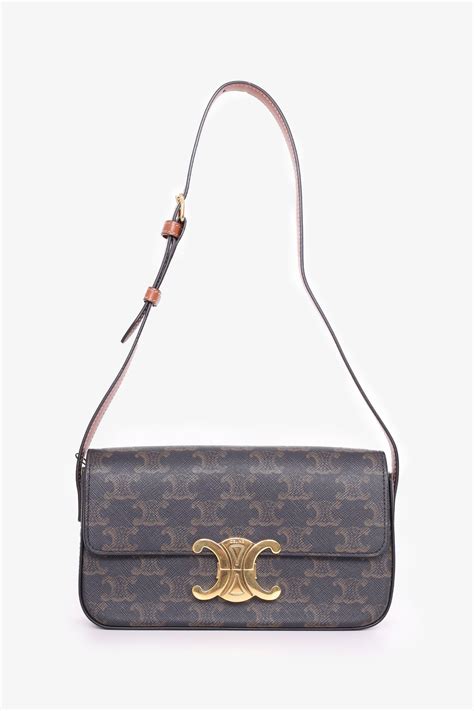 Celine 2021 Triomphe Canvas Claude Shoulder Bag Mine And Yours