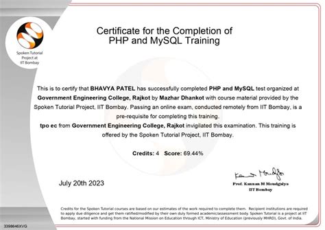 Bhavya J Patel On Linkedin Iitbombay Spokentutorial Php Mysql