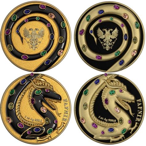 2020 Germania Fafnir Set Black Gloss And Gold Matt 2 1oz Silver Coins