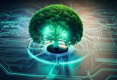 Premium Photo Tree Growing On Circuit Digital Ball Digital And Technology Convergence
