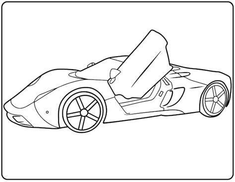 어린이와 성인을 위한 현실적인 자동차 색칠 공부 페이지 흑백 핸드 드로잉 차량 프리미엄 벡터