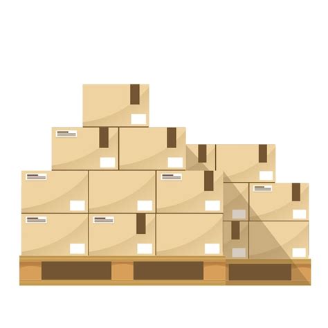 Premium Vector Boxes On A Wood Pallet Vector Illustration Cardboard Boxes Warehouse Flat
