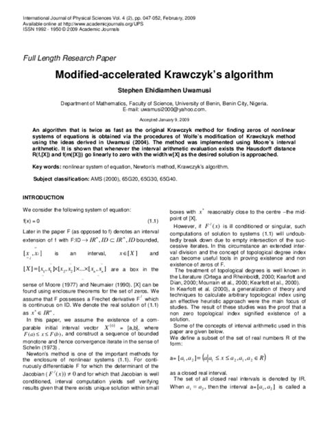 Pdf Modified Accelerated Krawczyks Algorithm