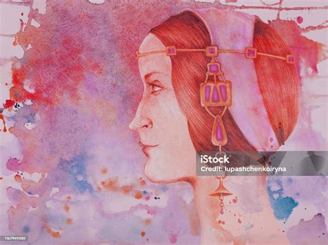 가을 세련 된 일러스트 비유 기호 작품 그림 인상주의 종이 장식품에 내 원래 수채화 그림 역사적인 수평 상징적 인 초상화 측면