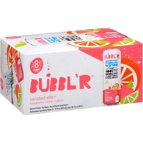 Bubblr® Twisted Elixr Raspberry Lime Citrus Sparkling Water 8 Cans