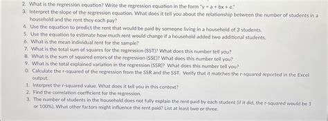 Solved What Is The Regression Equation Write The Regression Chegg Com